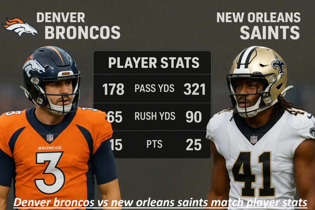 Denver Broncos vs New Orleans Saints Match Player Stats & Leaders 2026